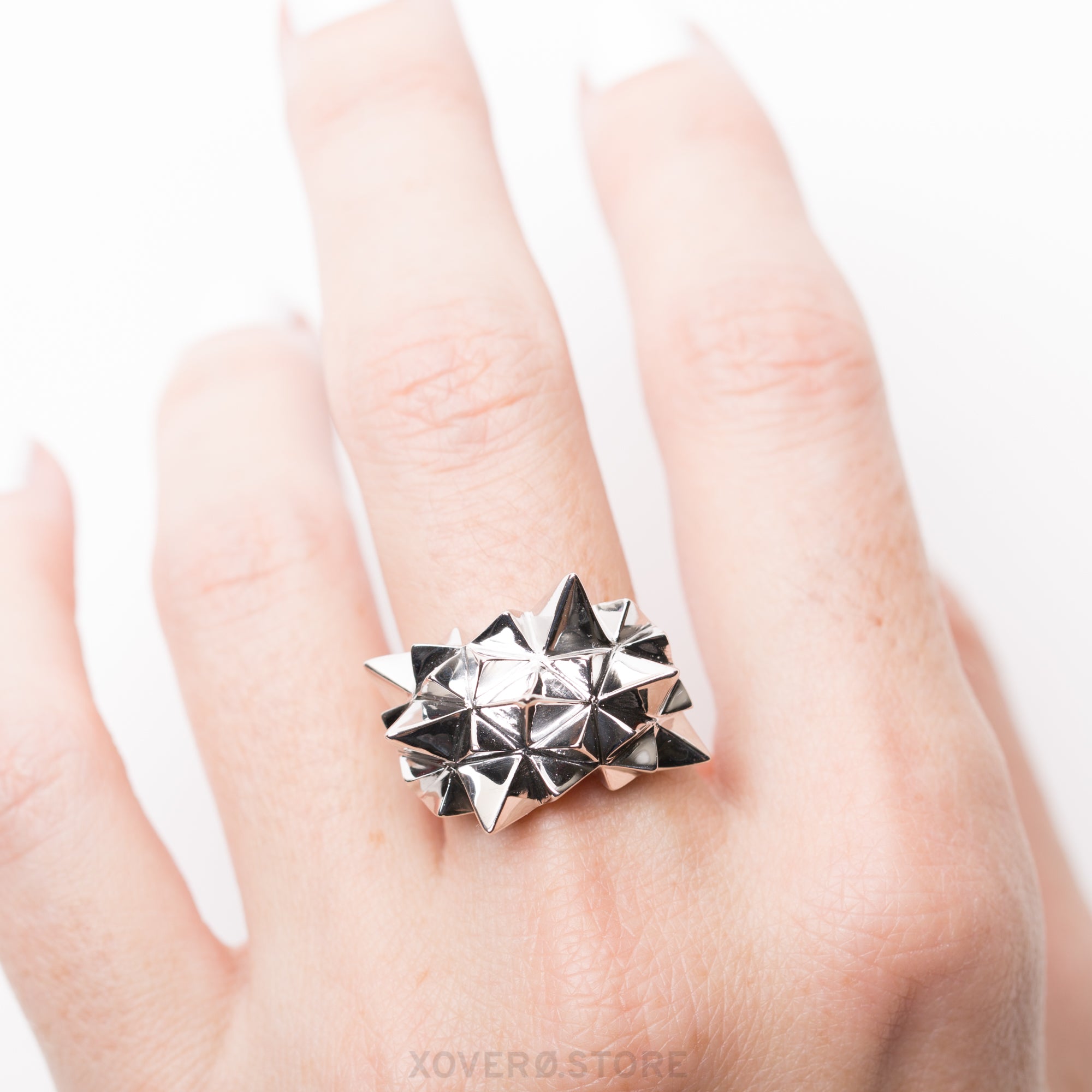 STELLAMAX - Solid Sterling Silver Spike Covered Statement Ring – X Over 0